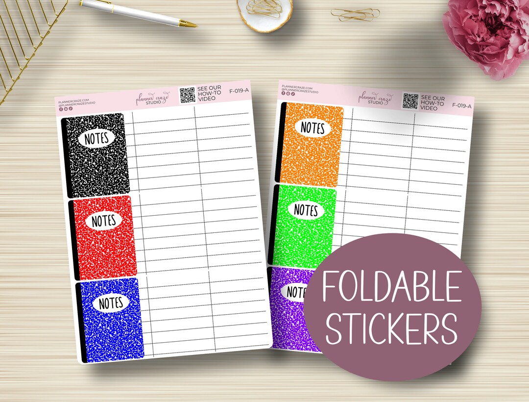 Foldable Planner Stickers, Tri-fold Sticker, Composition Notebook, Erin ...