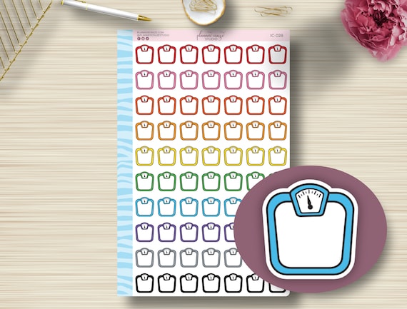 Weight Scale Icon Stickers Health Tracker Planning Sticker - Etsy