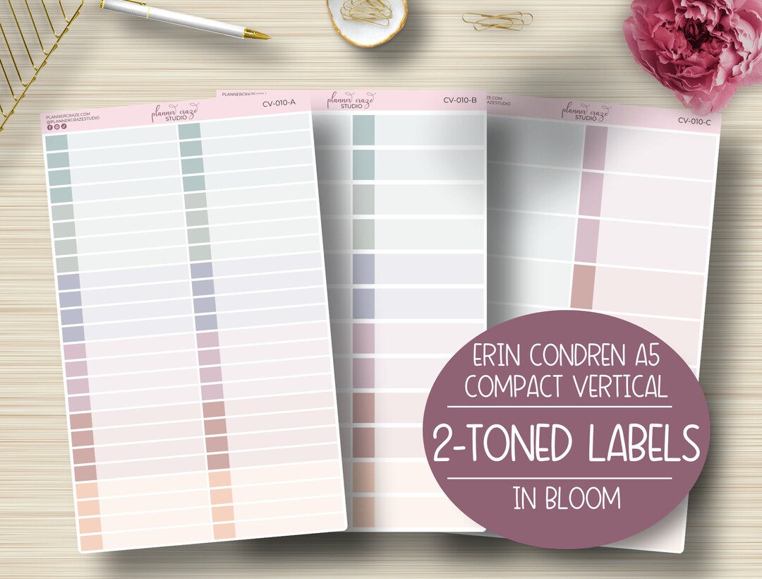 2 Tone Labels, in Bloom, Compact Vertical, EC A5, Weekly Planner ...