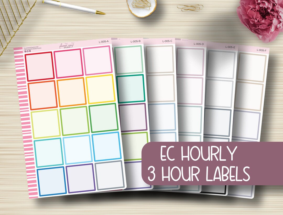 3 Hour Block, Planner Stickers, Hourly Planning, Plum Paper, EC, Erin ...
