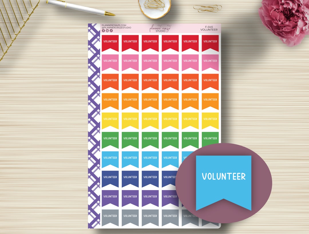 Volunteer Flag, Planner Stickers, Event. Volunteering, Functional, Erin ...