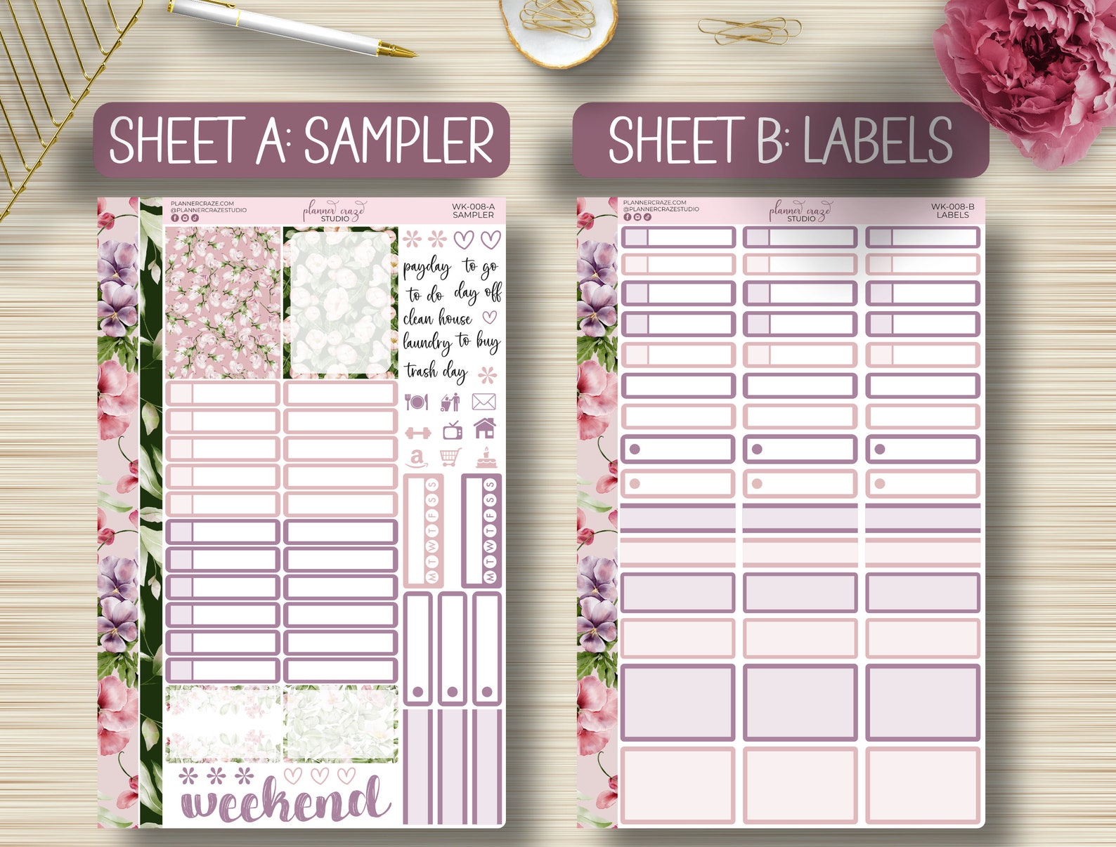 7x9 Weekly Planner Stickers Planning EC Labels Erin - Etsy