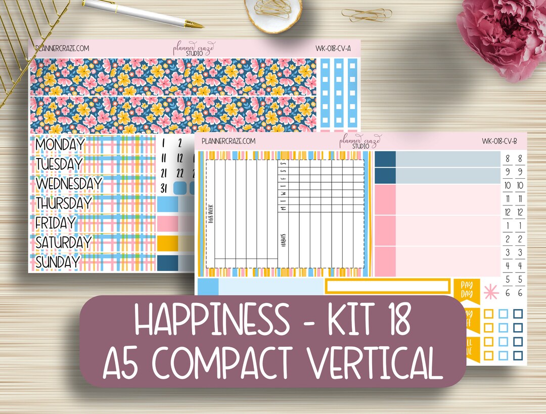 Compact Vertical, Weekly Planner Stickers, Planning, Labels, Erin ...