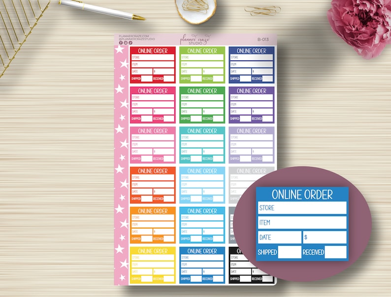 Online Order Label, Shopping, Delivery Tracker, Planner Stickers ...