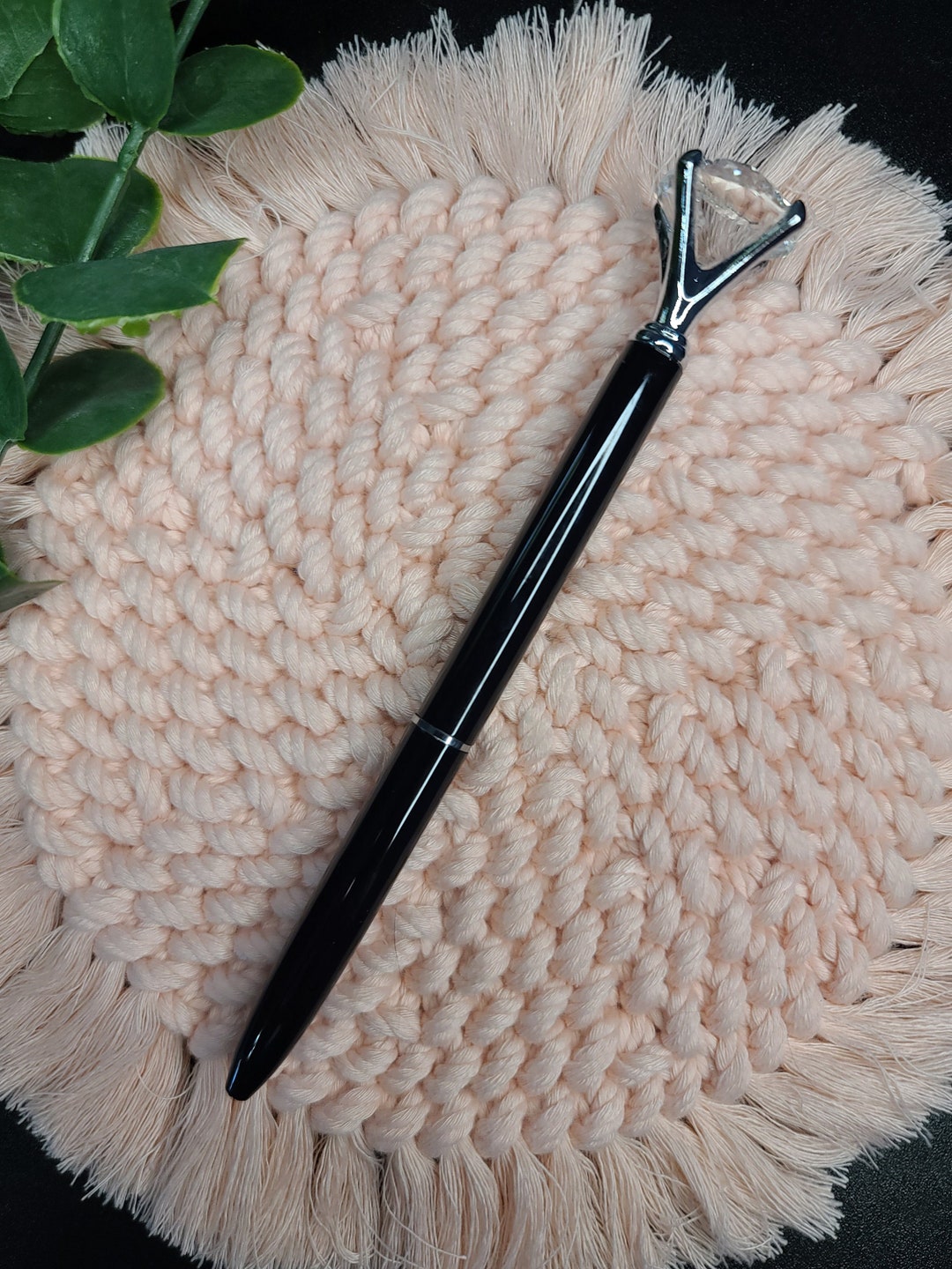 Diamond Top Pen, Planner Pen, Black, Metallic Silver, School, Ballpoint ...