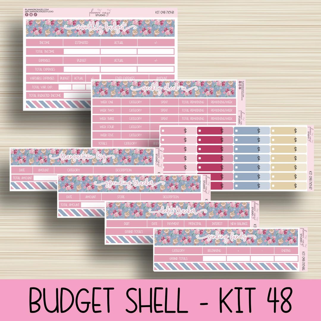 7x9 Budget Kit Planner Stickers, Budget Tracker, Debt, EC, Erin Condren ...