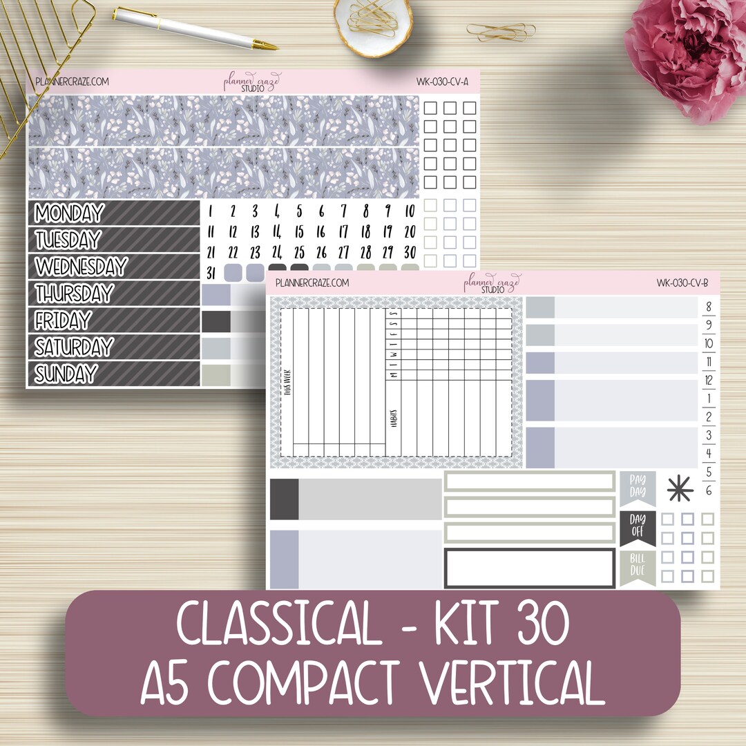 Compact Vertical, Weekly Planner Stickers, Planning, Labels, Erin ...