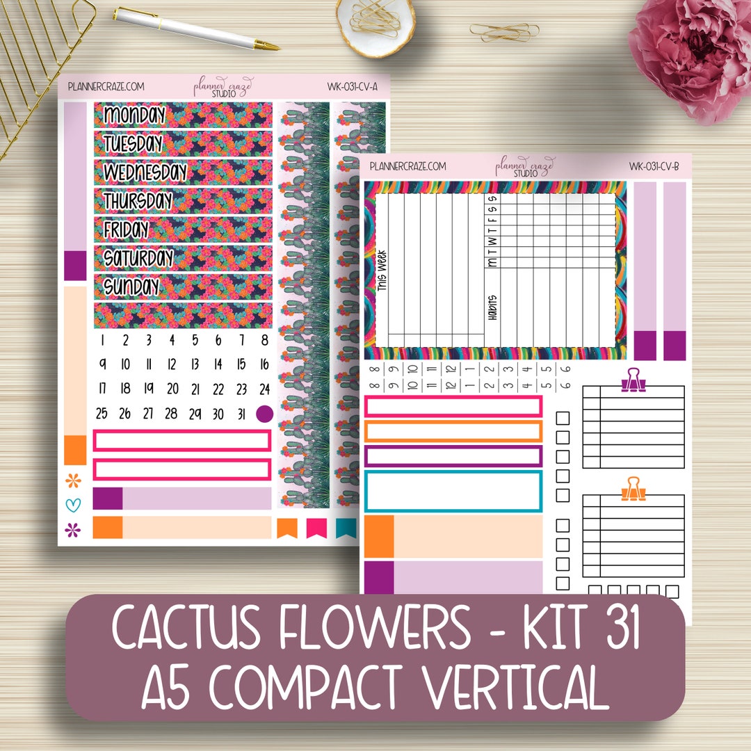 Compact Vertical, Weekly Planner Stickers, Planning, Labels, Erin ...