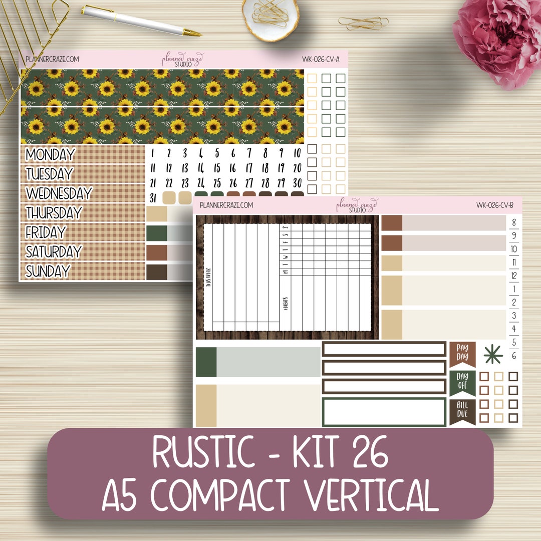 Compact Vertical, Weekly Planner Stickers, Planning, Labels, Erin ...