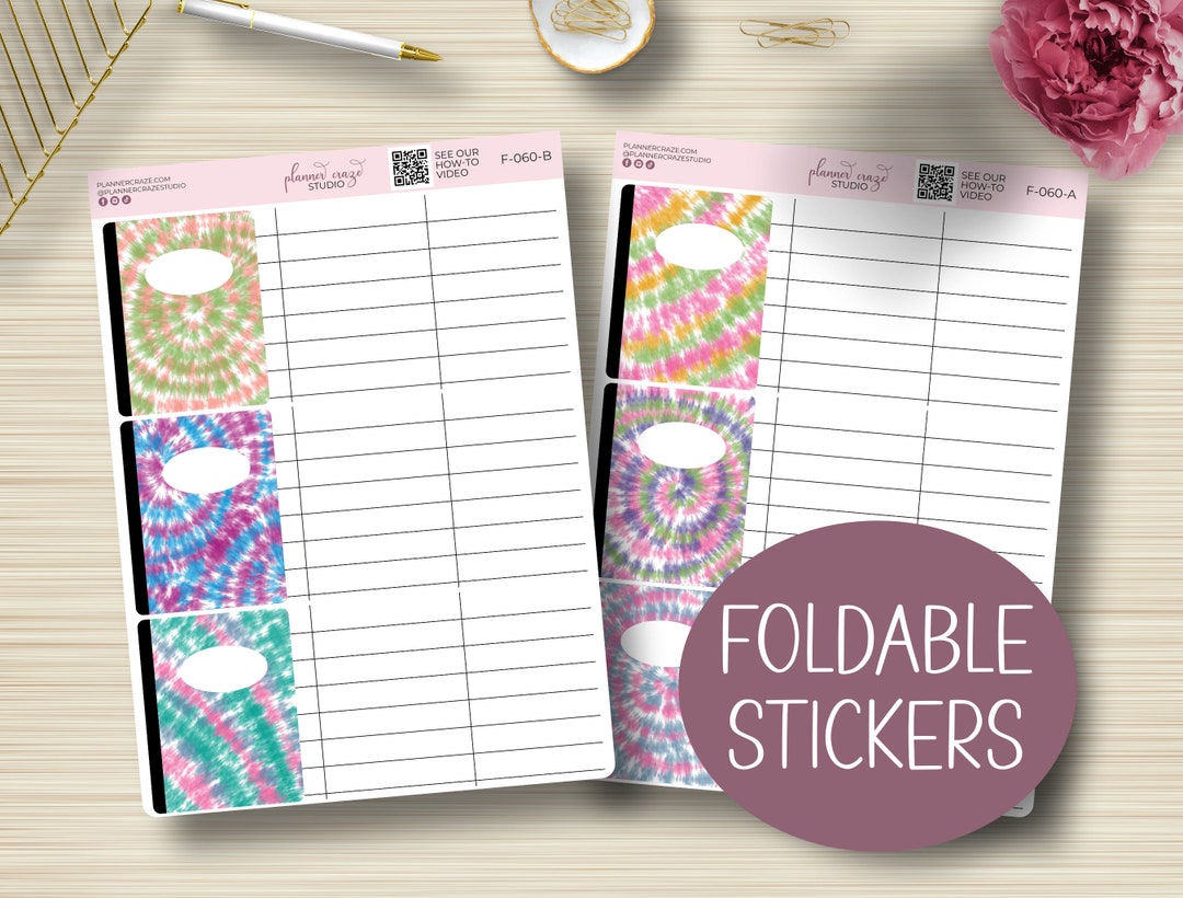 Foldable Planner Stickers, Tie Dye Tri-fold Sticker, Composition ...