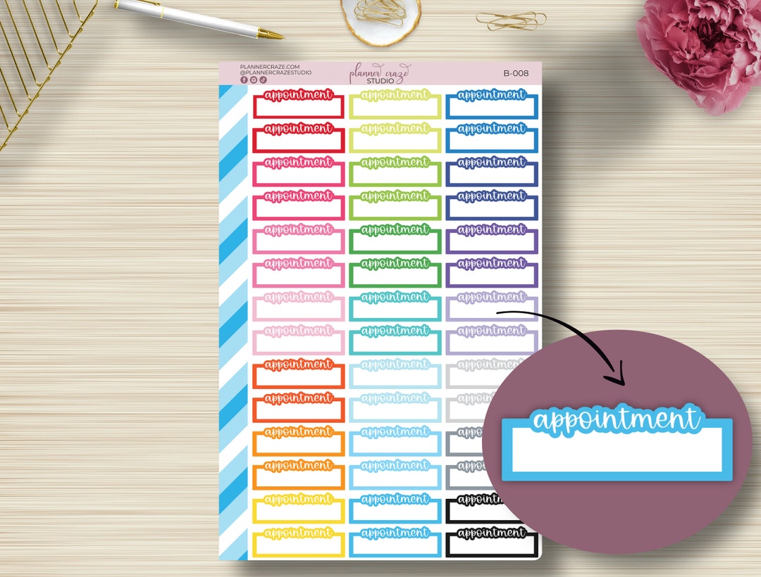 Appointment Label, Quarter Box, Events, Planner Stickers, Planning, EC ...