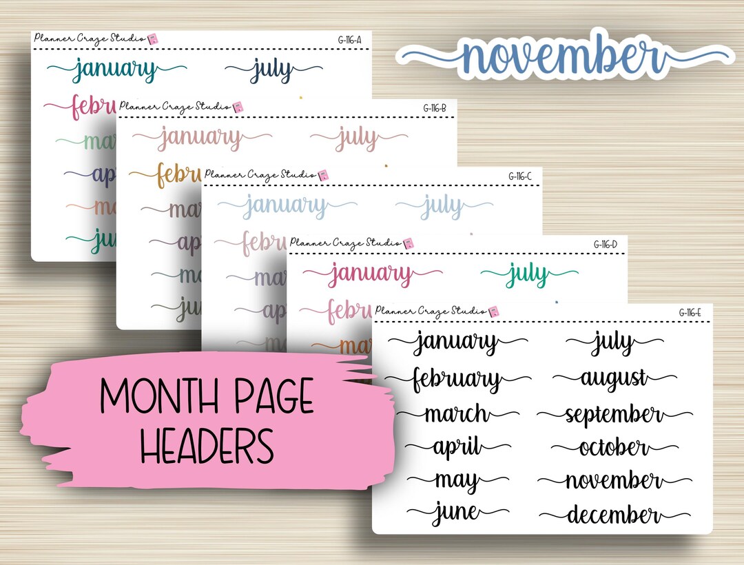 Monthly Headers, Planner Stickers, Scripts, Planning Sticker, Erin ...