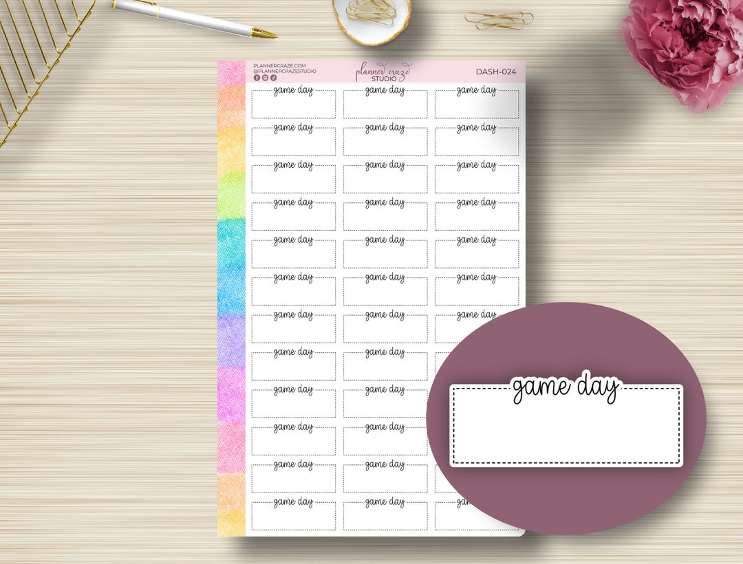 Game Day Stickers, Dash Planning Sticker, Sports, College, Quarter Box ...