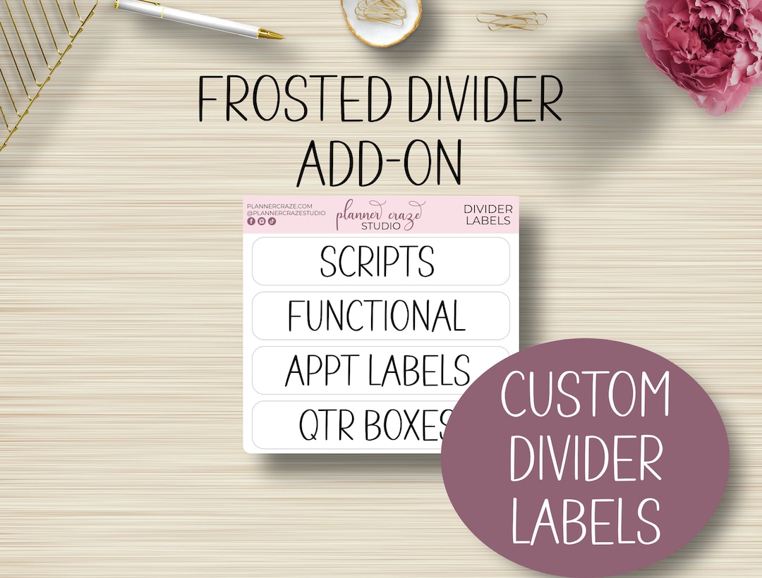 Extra Divider Labels, Stickers for Frosted Dividers, Frosted Plastic ...