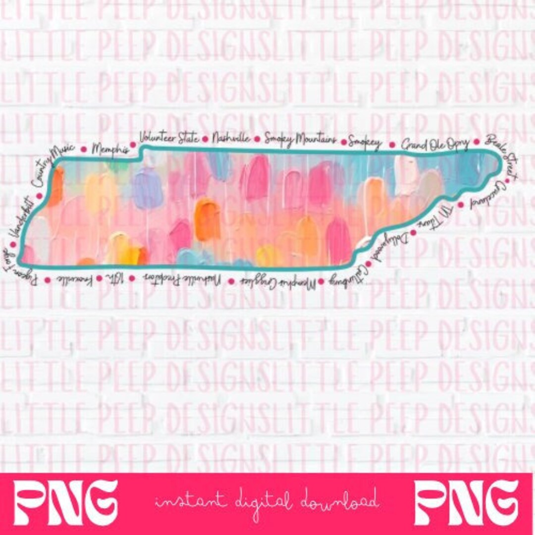 Tennessee State Design, Abstract State, Hand-stroke Art Png, Colorful ...