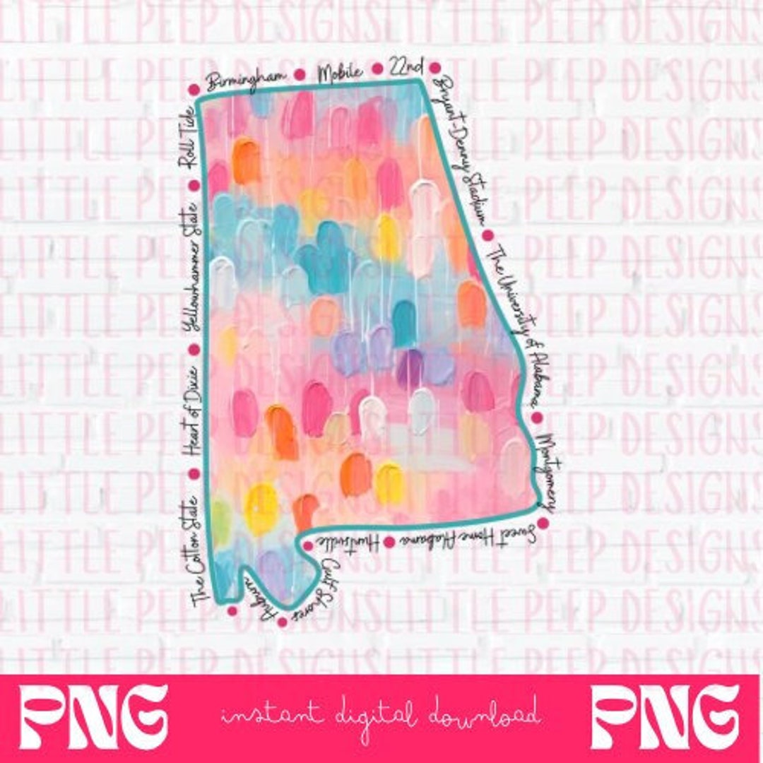 Alabama State Design, Abstract State, Hand-stroke Art Png, Colorful ...