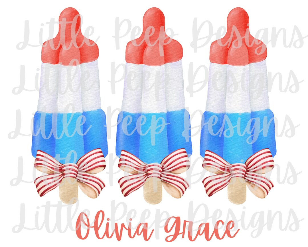 July 4th, Independence Day, Red, White, Blue, Popsicle Watercolor ...