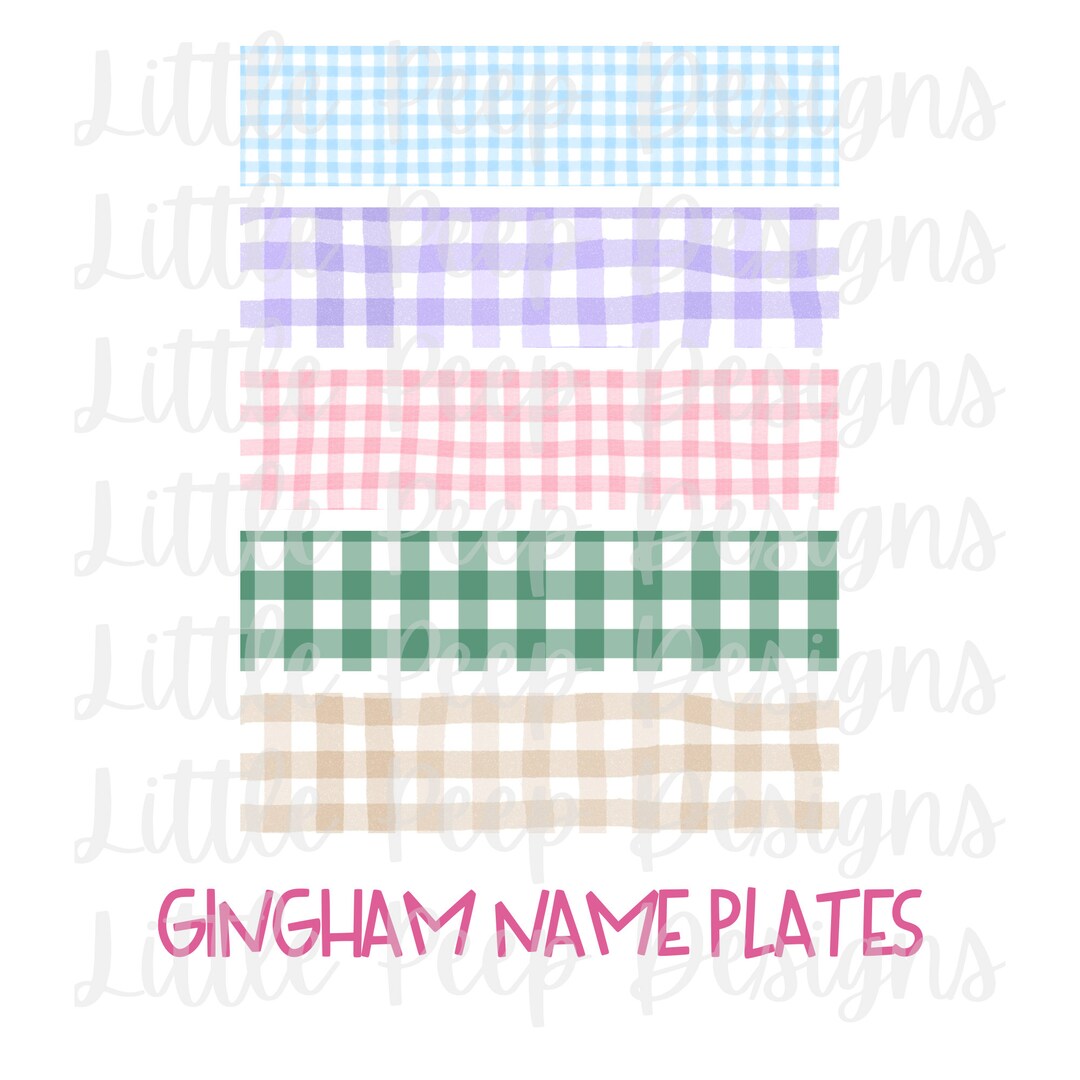 Gingham Name Plate, Gingham,watercolor Clipart,fall, Png,sublimation ...