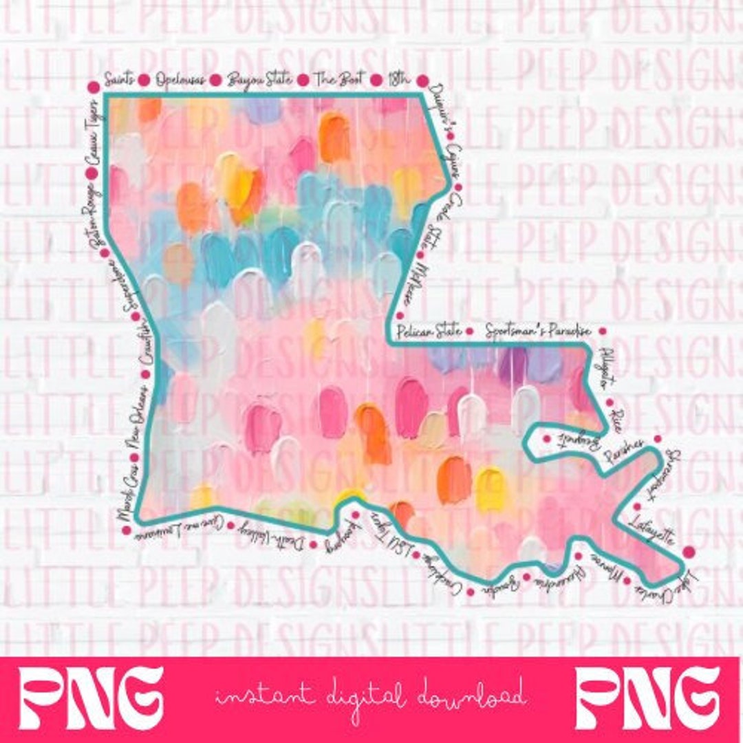 Louisiana State Design, Abstract State, Handstroke Art PNG, Colorful ...