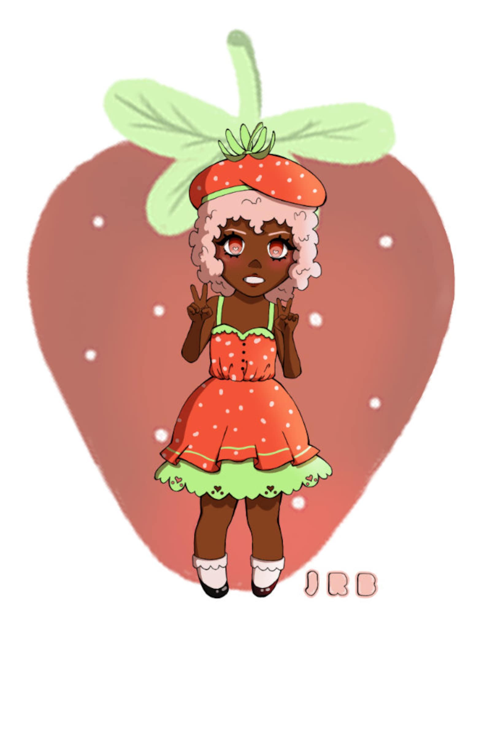 Strawberry Chibi Girl Wallpaper - Etsy