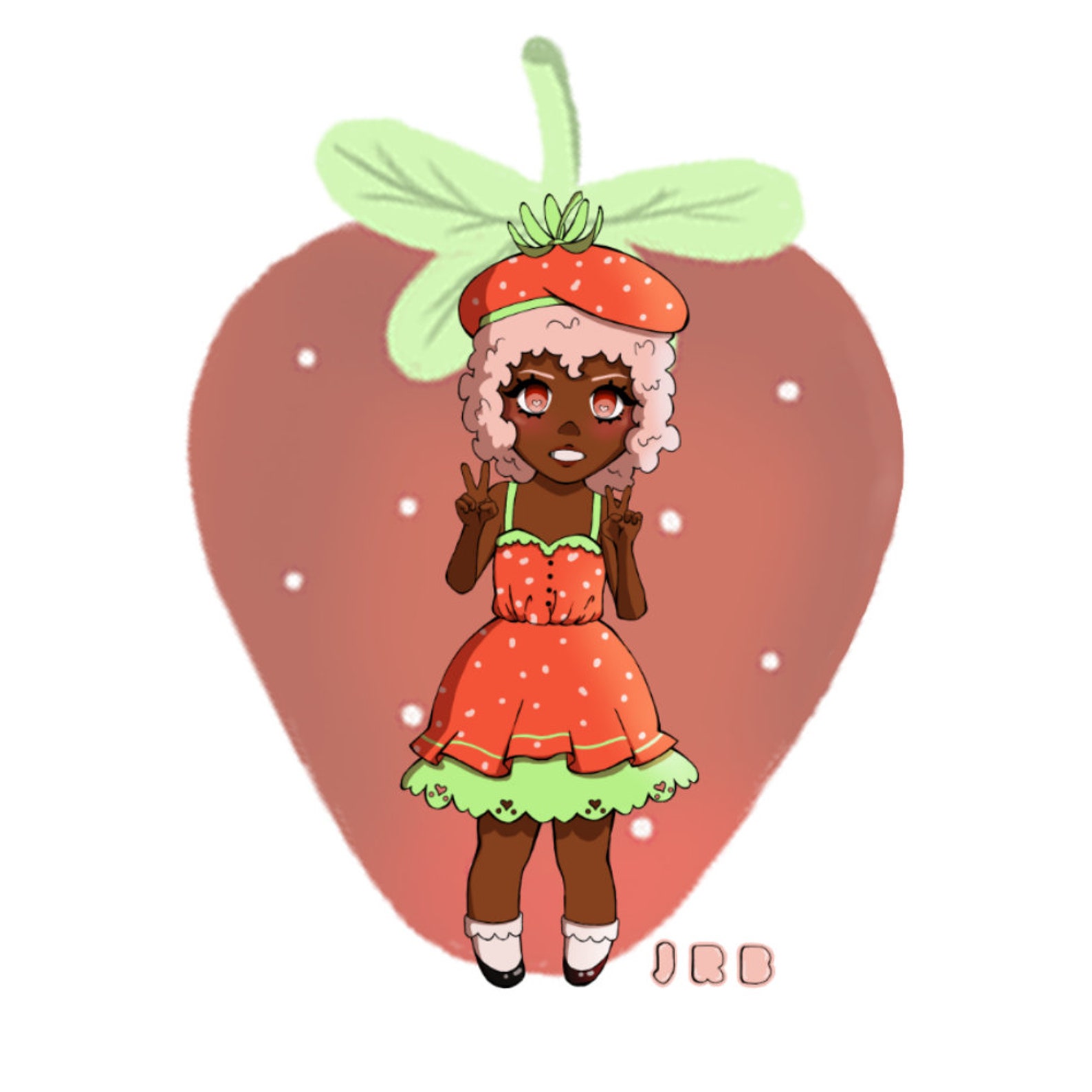 Strawberry Chibi Girl Wallpaper - Etsy