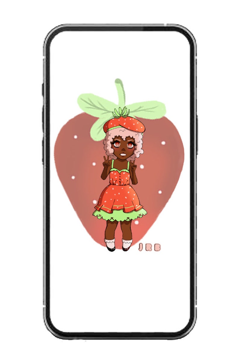 Strawberry Chibi Girl Wallpaper - Etsy
