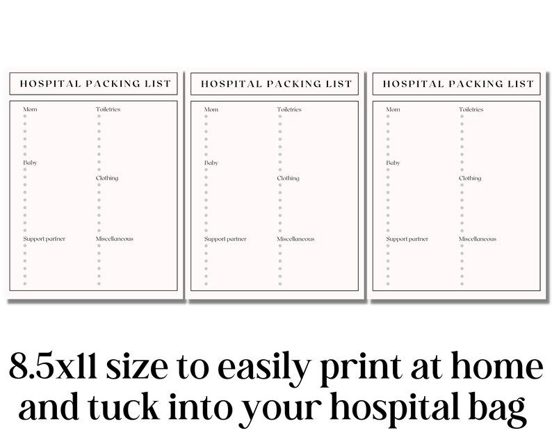 Hospital Packing List Labor and Delivery Packing List Mom Baby Support ...