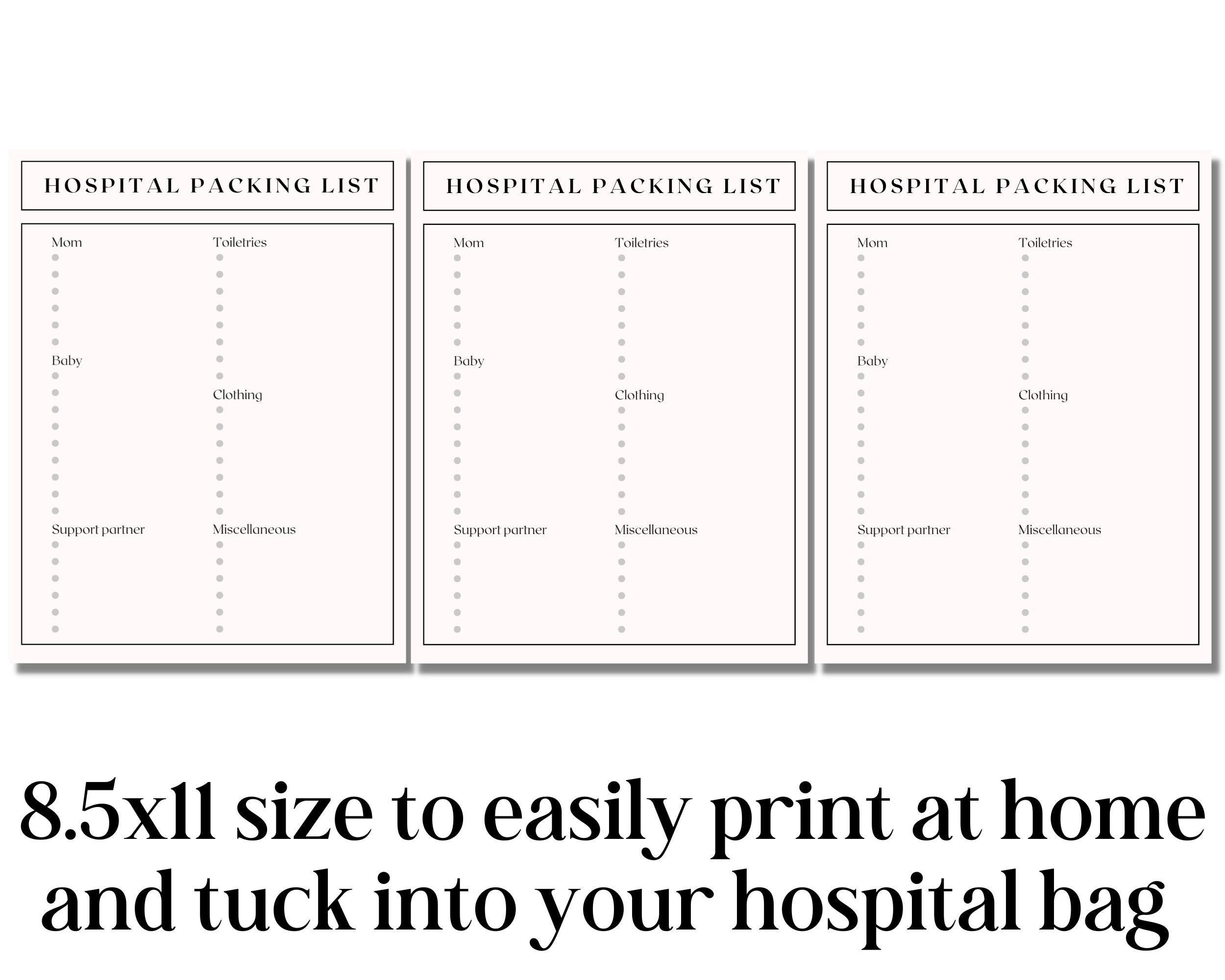 Hospital Packing List Labor and Delivery Packing List Mom Baby Support ...