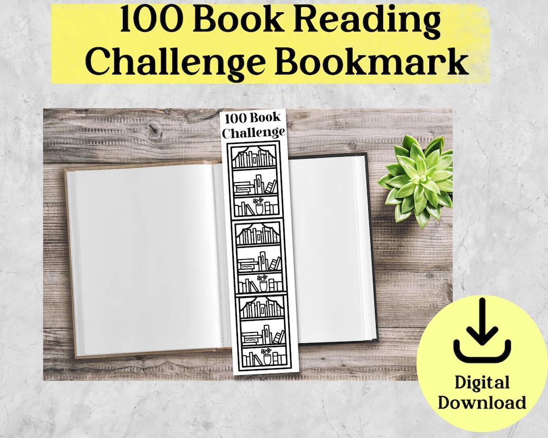 100 Book Reading Challenge Bookmark Tracker Printable 100 Book Reading Log Digital Download ...