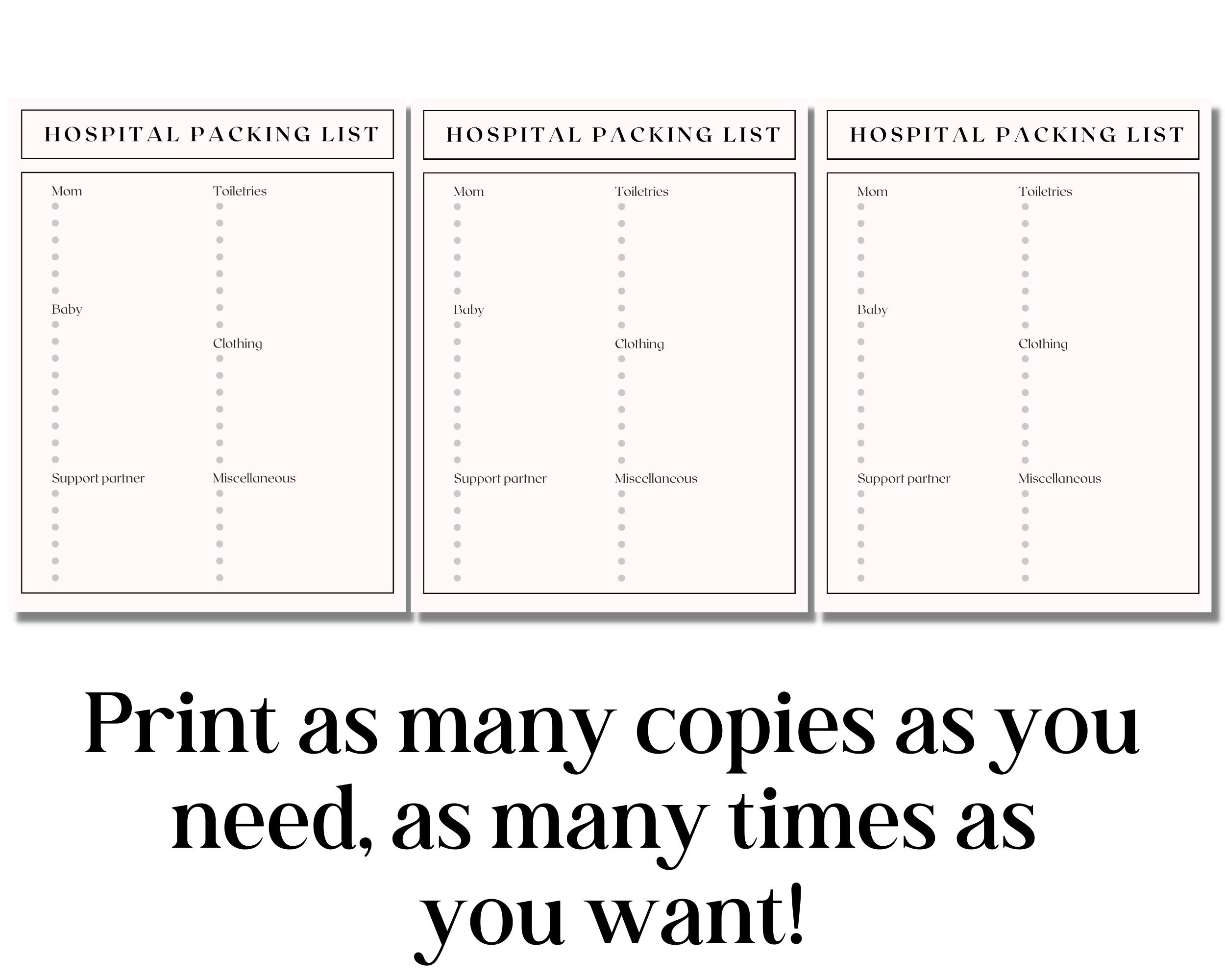 Hospital Packing List Labor and Delivery Packing List Mom Baby Support ...