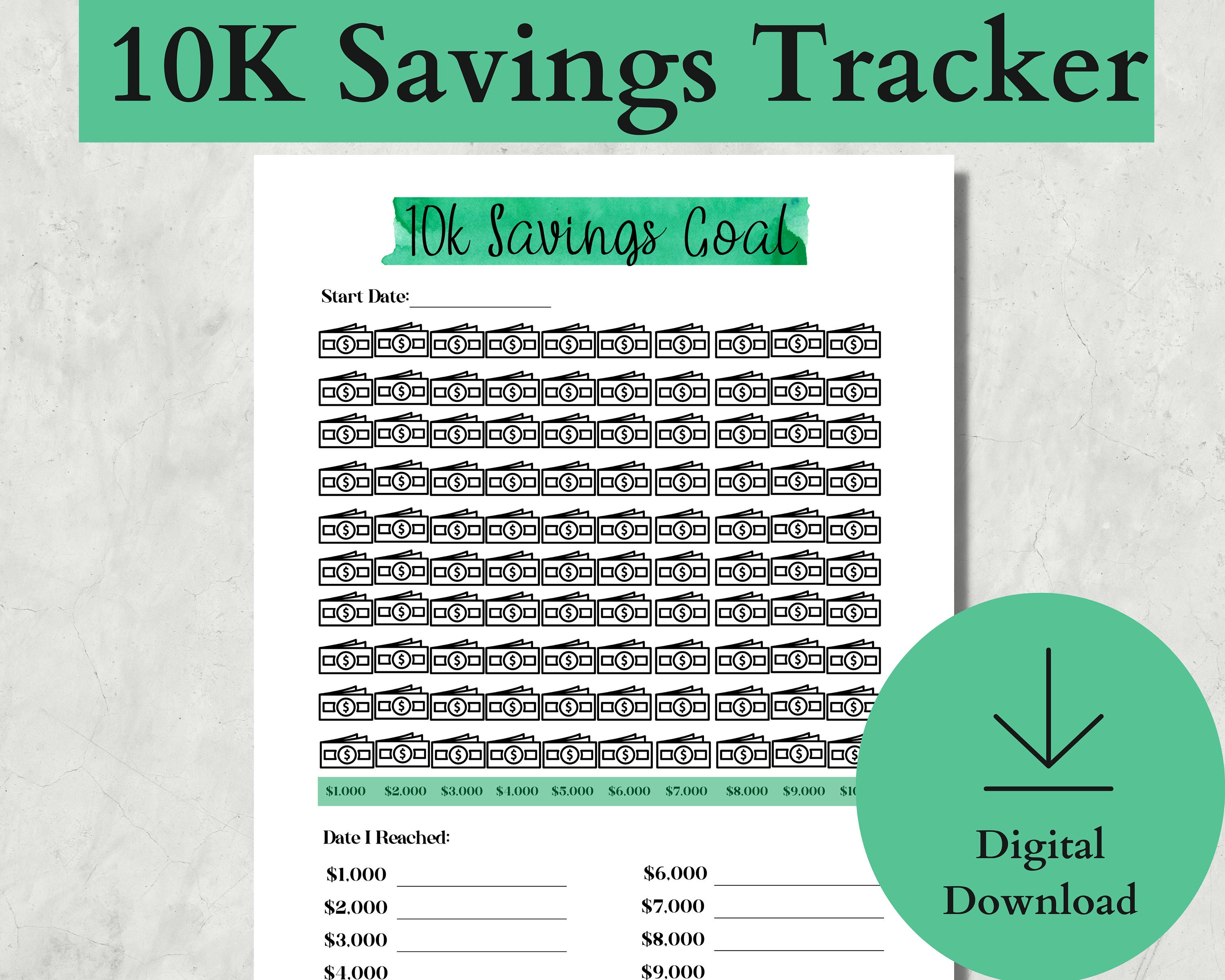 10K Savings Goal Tracker 10K Savings Tracker Save 10k Challenge A5 and ...
