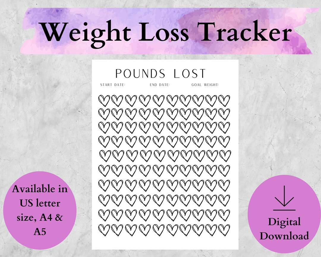 Weight Loss Tracker Minimalist Weight Loss Journal Pounds Lost Tracker ...