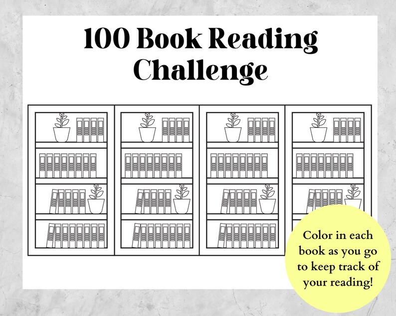 100 Book Reading Challenge Tracker 100 Book Reading Log - Etsy