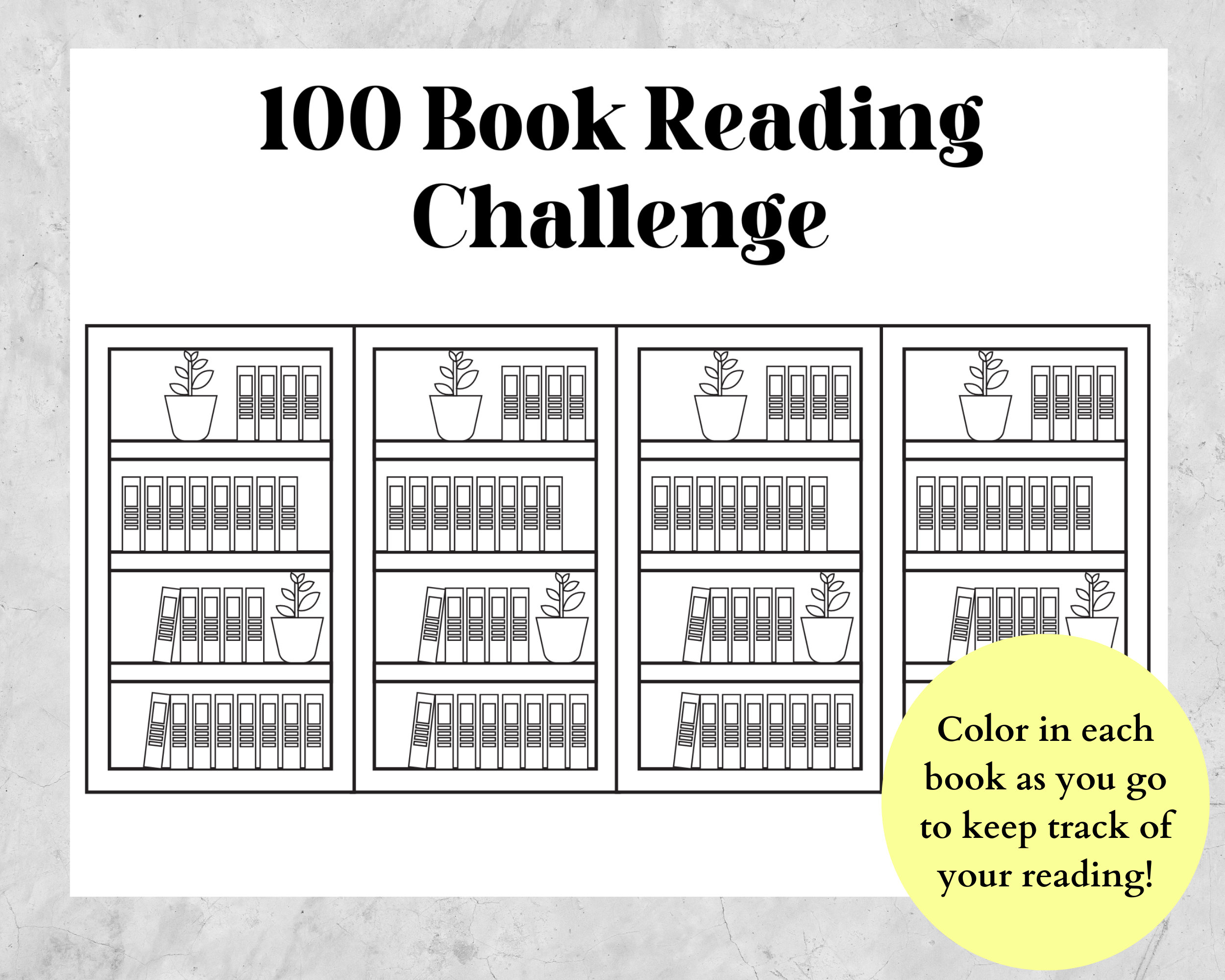 100 Book Reading Challenge Tracker 100 Book Reading Log - Etsy