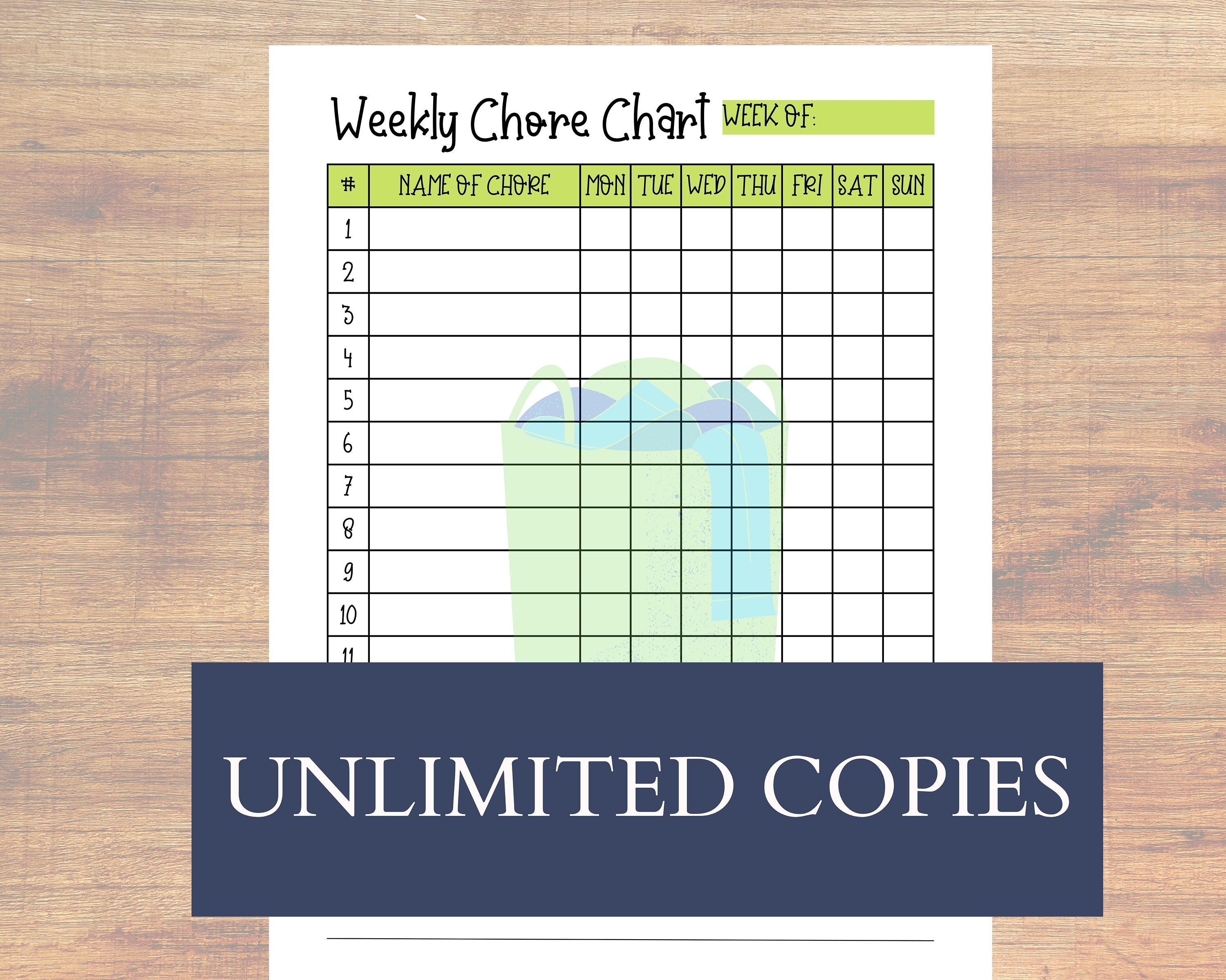 Weekly Chore Chart Task List for All Ages Digital Download Family Task ...