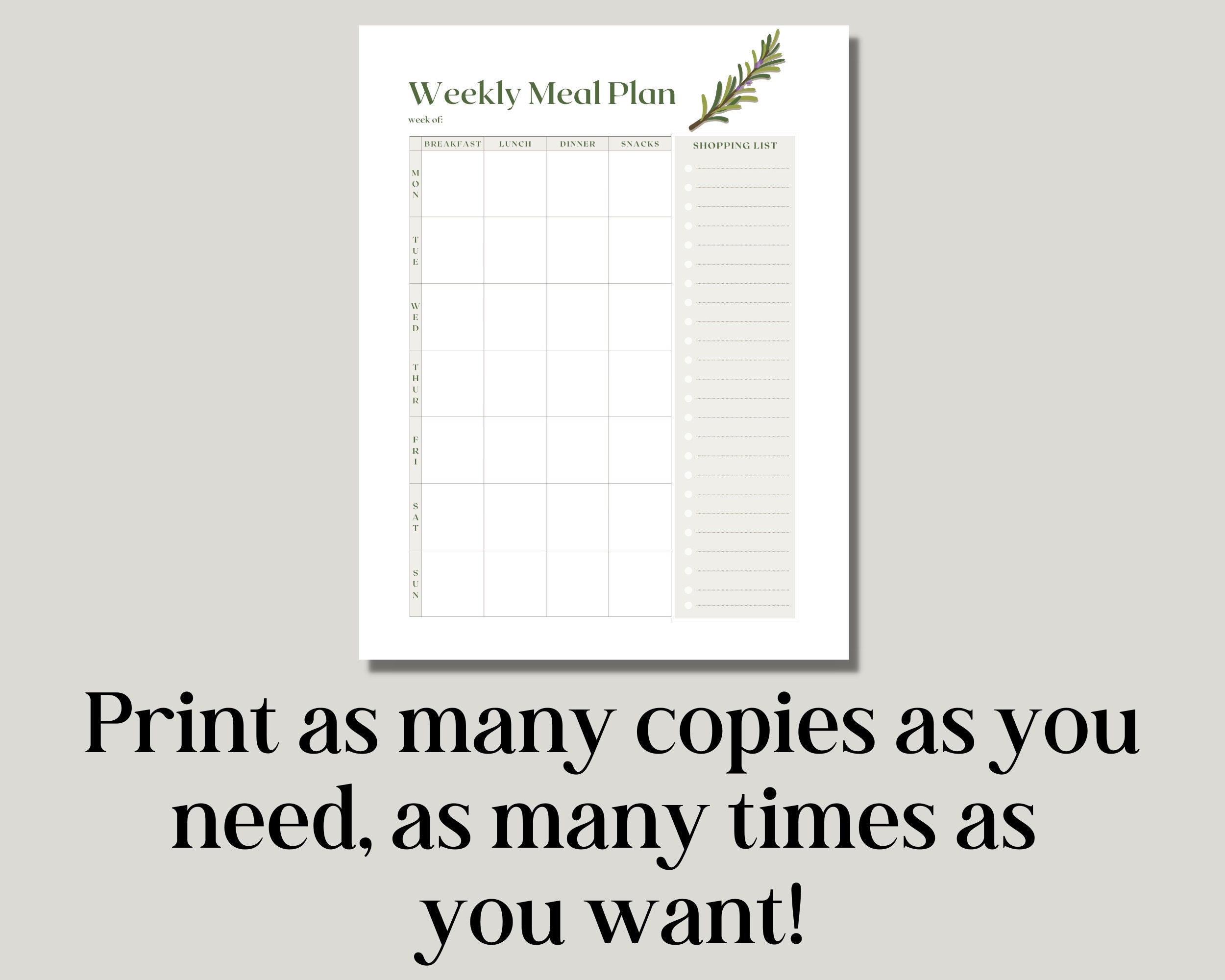 Weekly Meal Planner Family Daily Meal Planner Menu Planner Includes ...