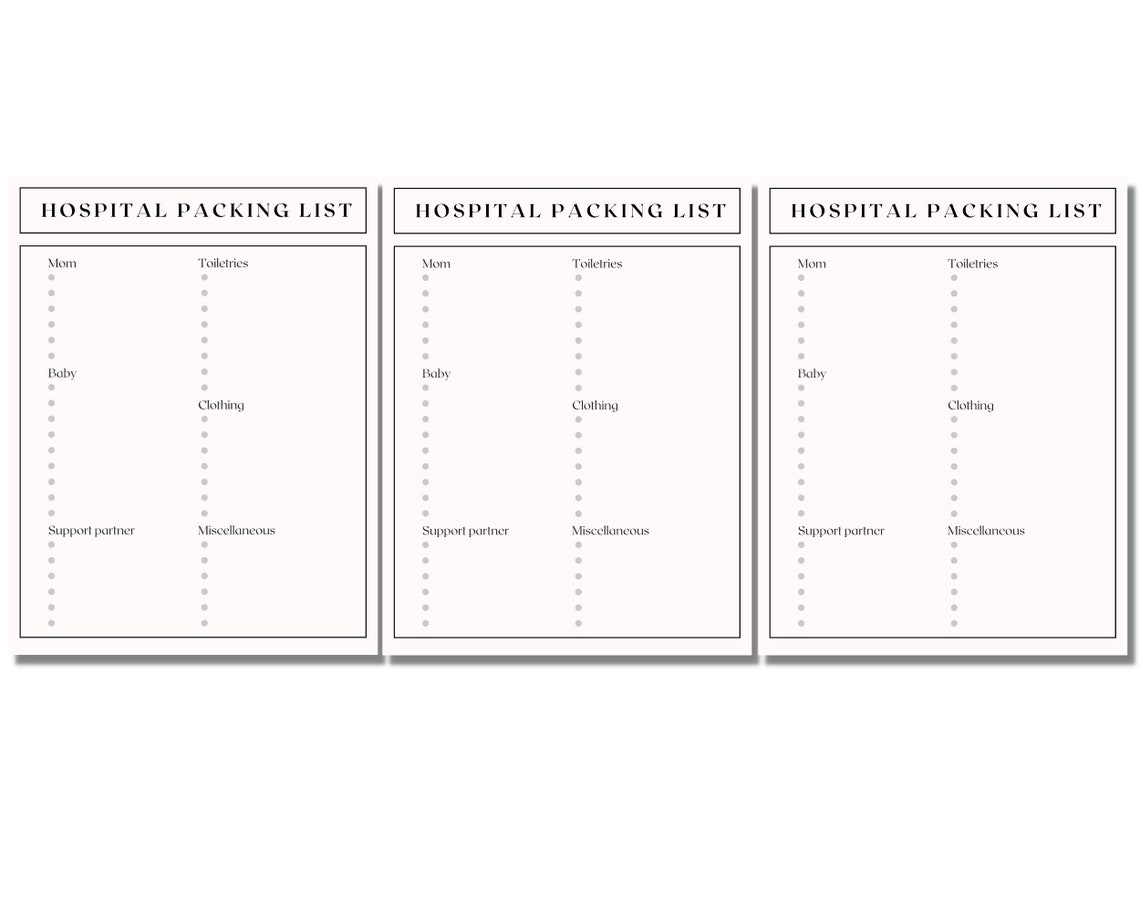 Hospital Packing List Labor and Delivery Packing List Mom Baby Support ...