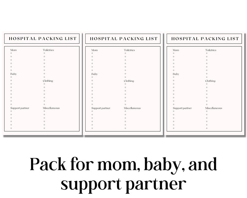 Hospital Packing List Labor and Delivery Packing List Mom Baby Support ...