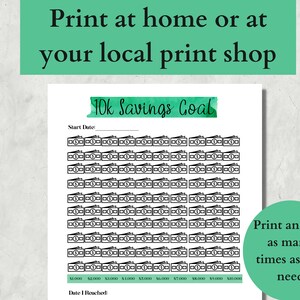 10K Savings Goal Tracker 10K Savings Tracker Save 10k Challenge A5 and ...