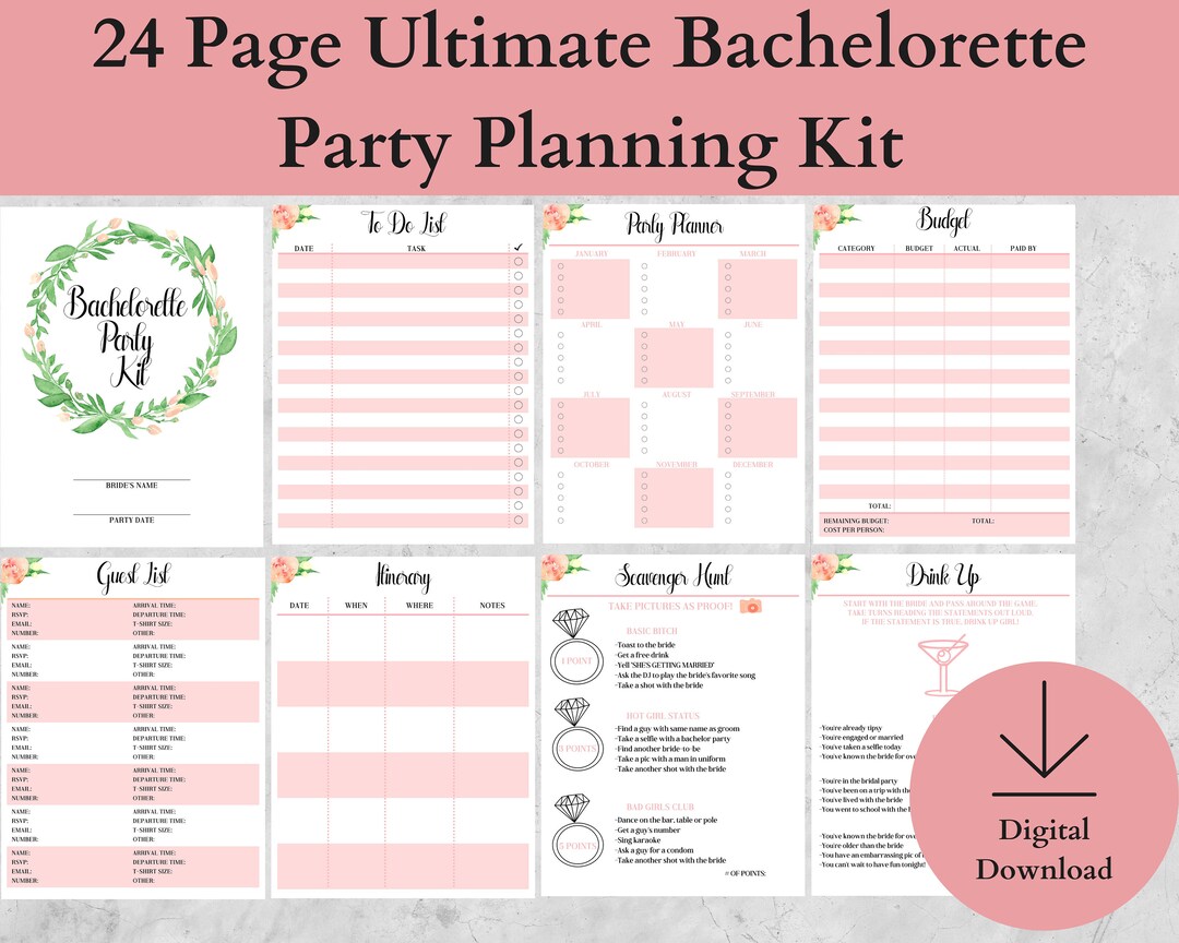 Ultimate Bachelorette Party Kit Includes Planning Tools, Games, Guest ...