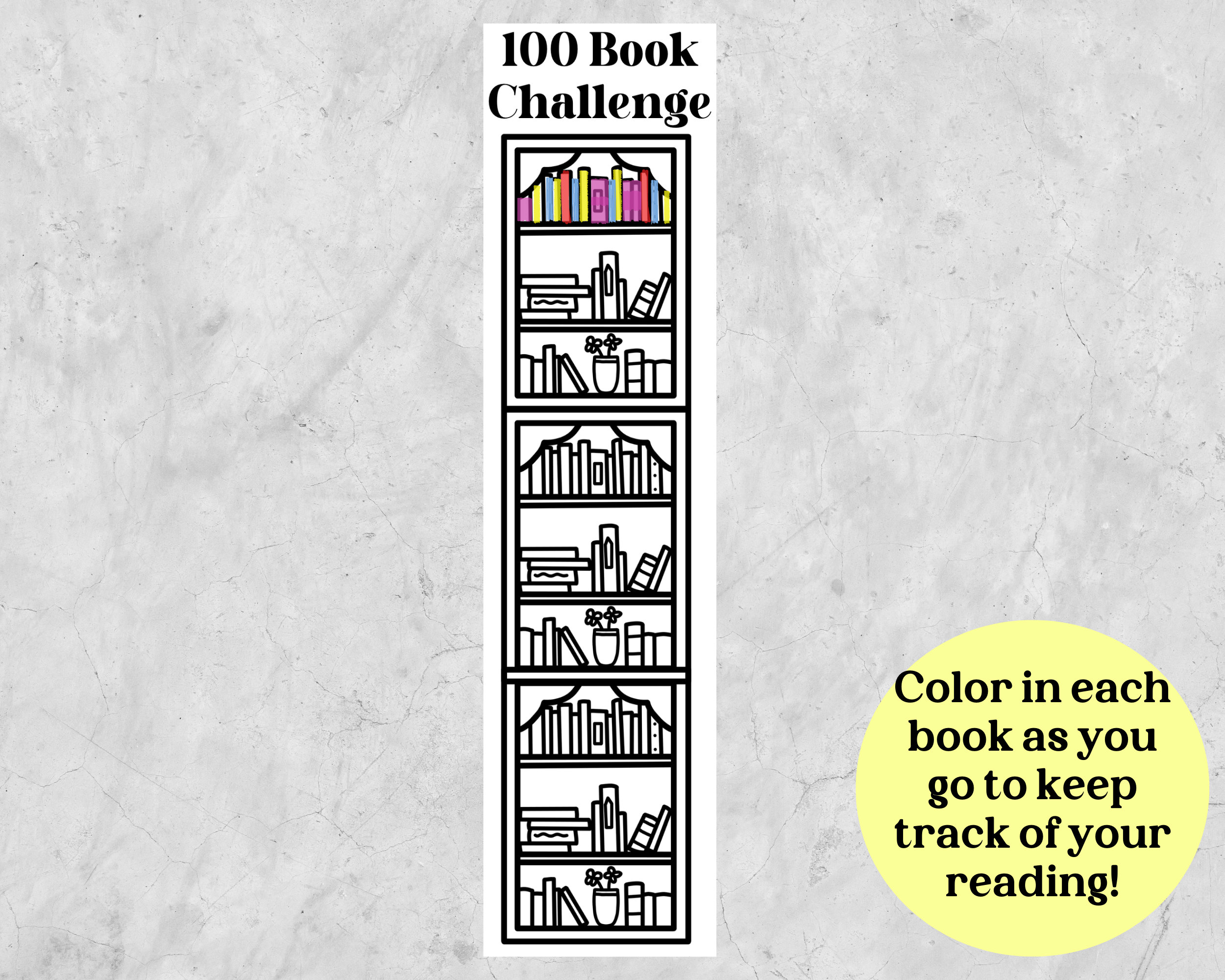 100 Book Reading Challenge Bookmark Tracker Printable 100 Book Reading ...