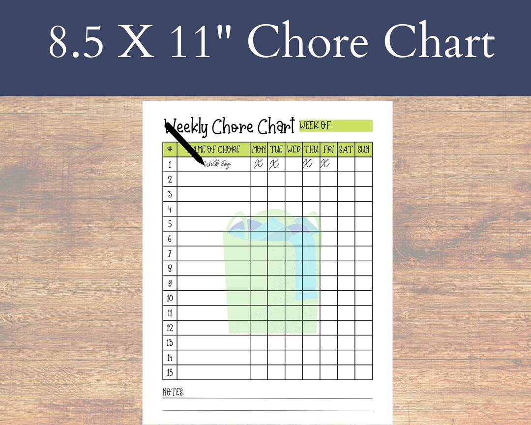 Weekly Chore Chart Task List for All Ages Digital Download Family Task ...