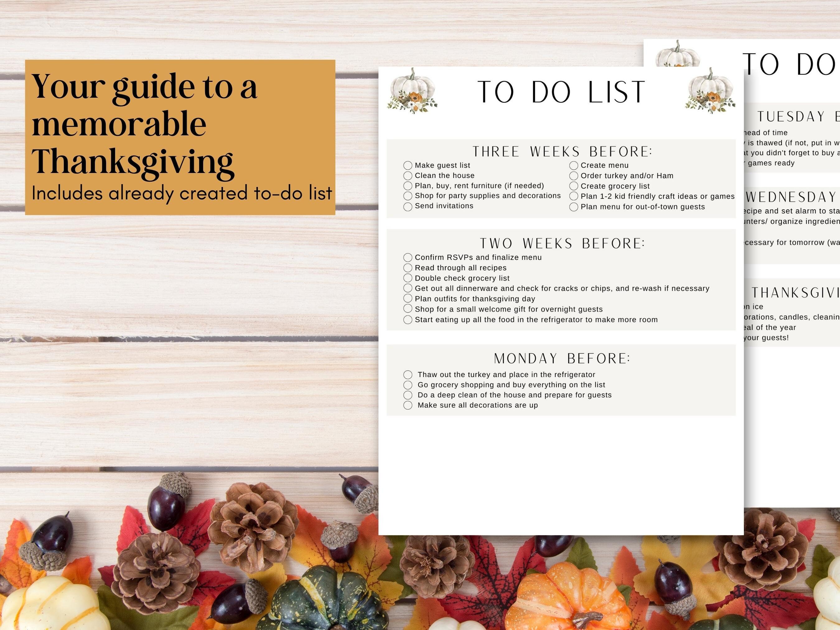 Thanksgiving Planner Includes Budget To-do Lists Cleaning - Etsy