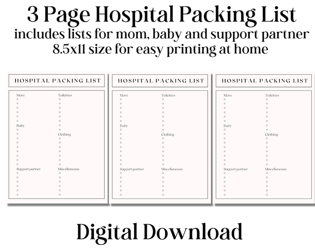 Hospital Packing List | Labor and Delivery Packing List | Mom Baby ...