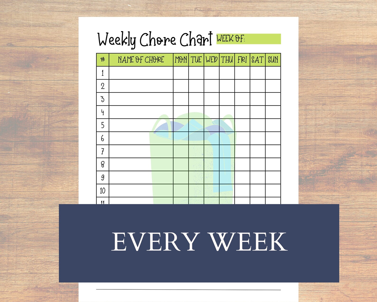 Weekly Chore Chart Task List for All Ages Digital Download - Etsy