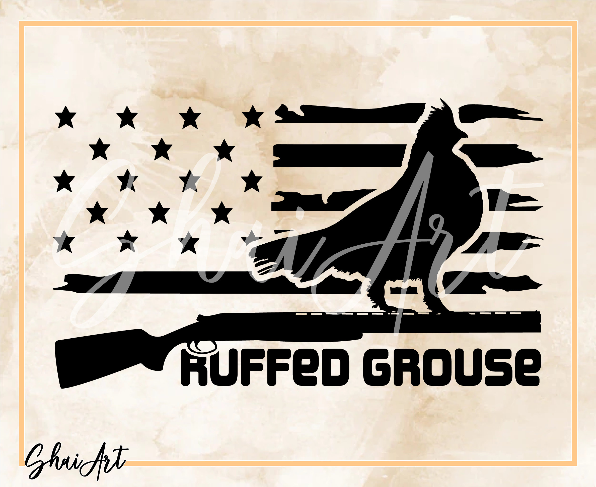 Ruffed Grouse in US Flag With Shotgun - Ruffed Grouse Svg, Hunting Svg ...