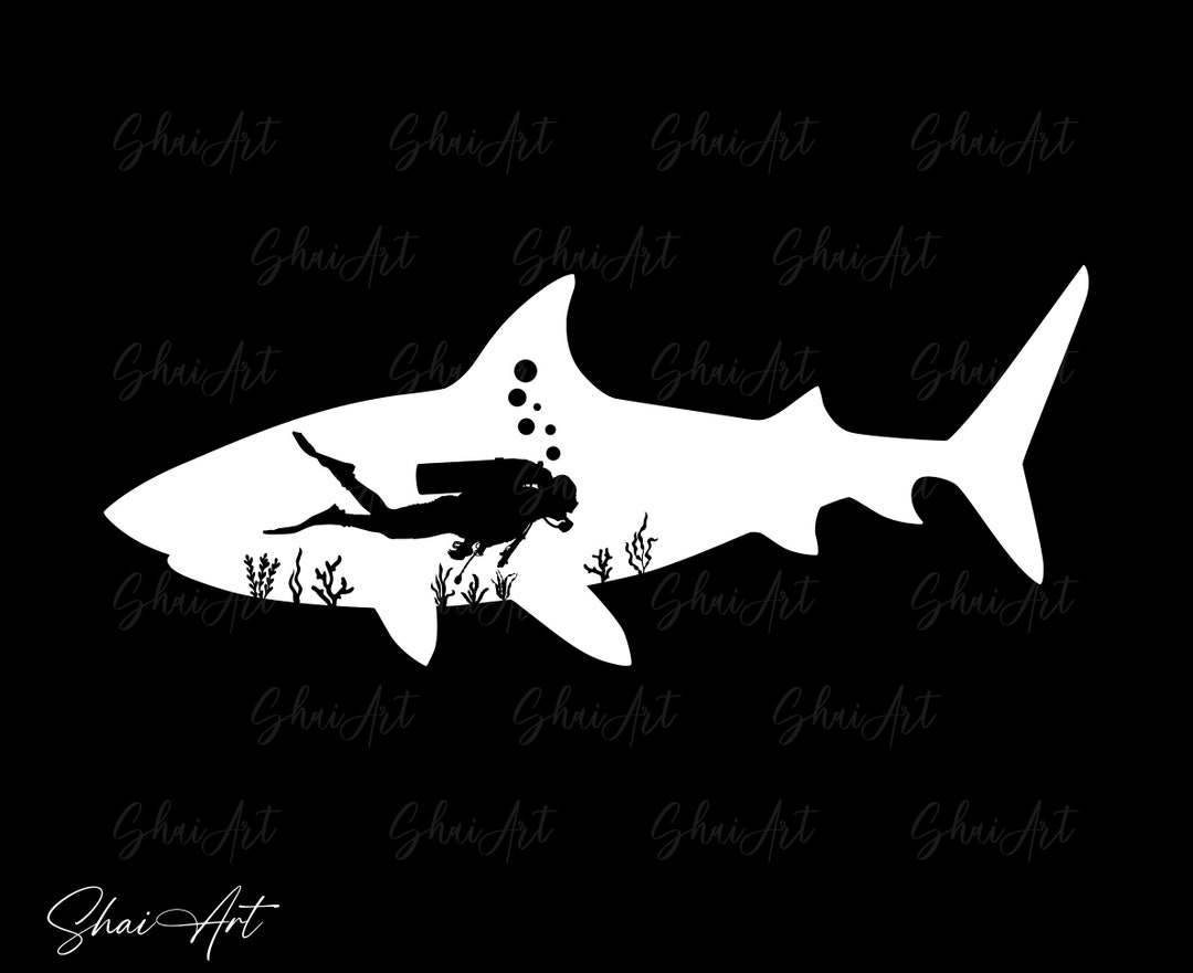 Scuba Diving Svg, Diver in Shark Svg, Svg, Png, Cricut, Dxf, Clipart ...