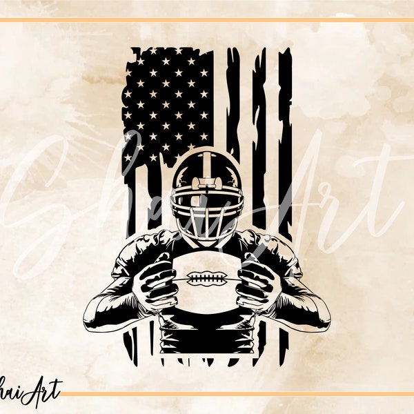 Football Player Holding a Flag Svg - Etsy