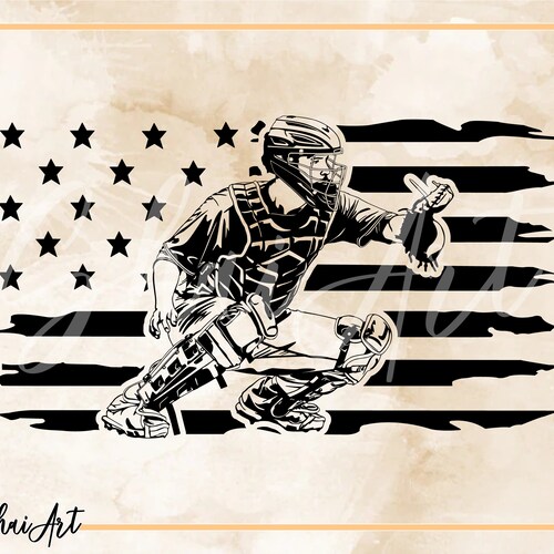 Baseball Catcher US Flag Svg File Baseball Svg Softball Svg - Etsy