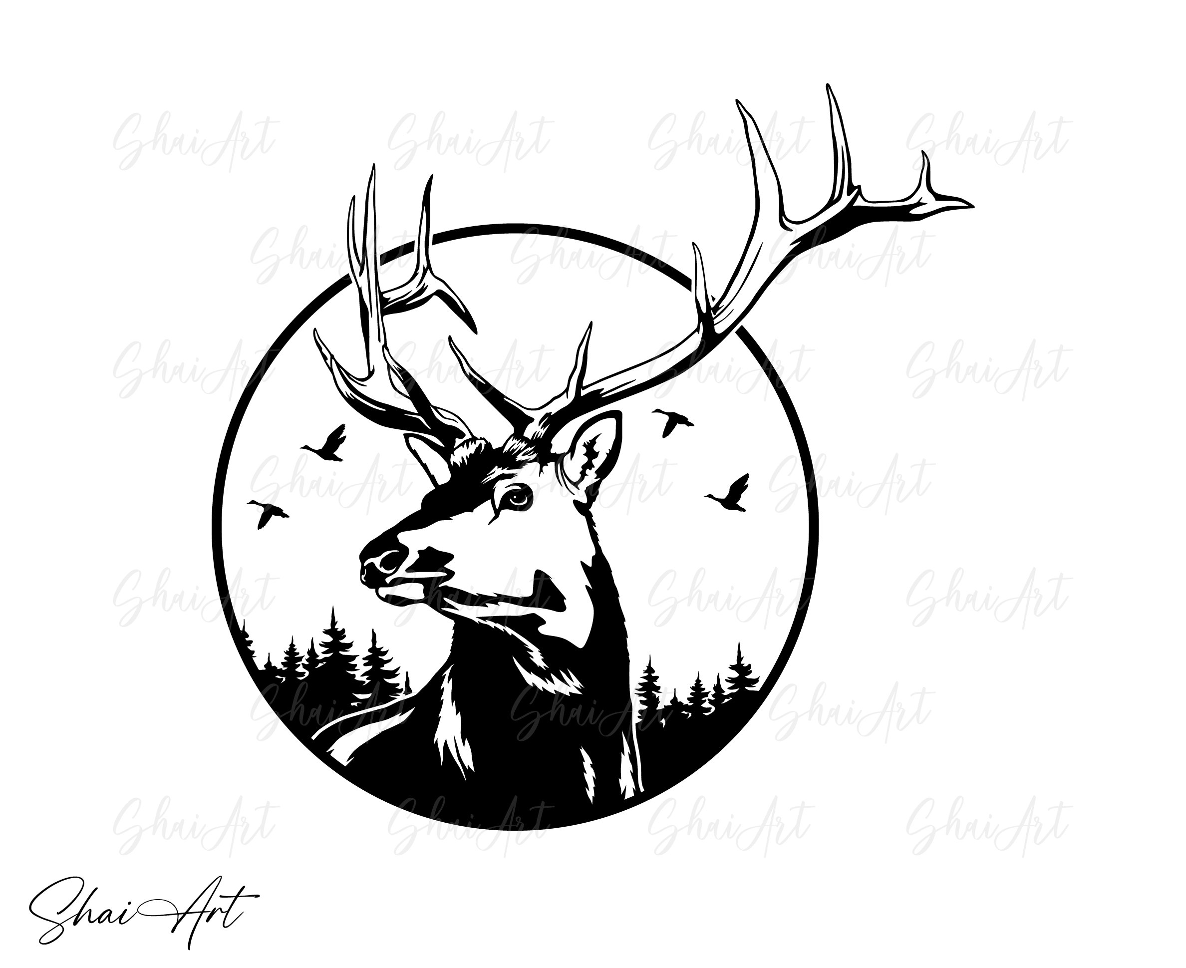 Deer Svg Deer Head Circle Svg Hunting Svg Deer Hunting Svg - Etsy